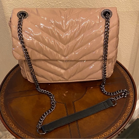 THINK ROYLN | Bags | Think Royln Nude Patent Front Flap Chain Strap ...